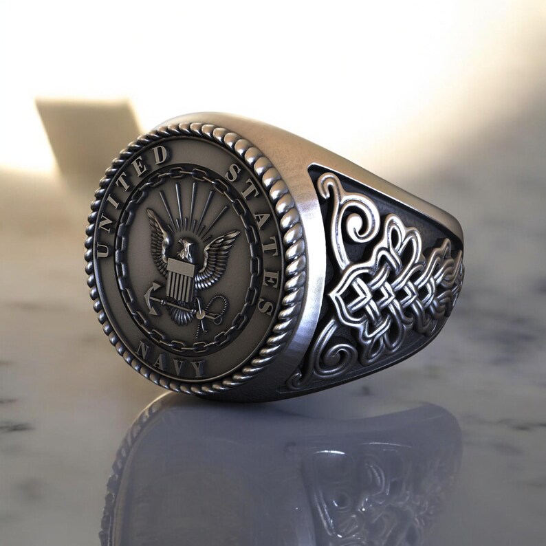 Handcrafted US Navy Ring, Sterling Silver Military Ring for Men - Etsy