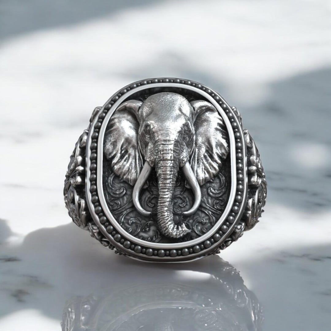 Sterling Silver Elephant Ring, Detailed Animal Signet Ring - Etsy