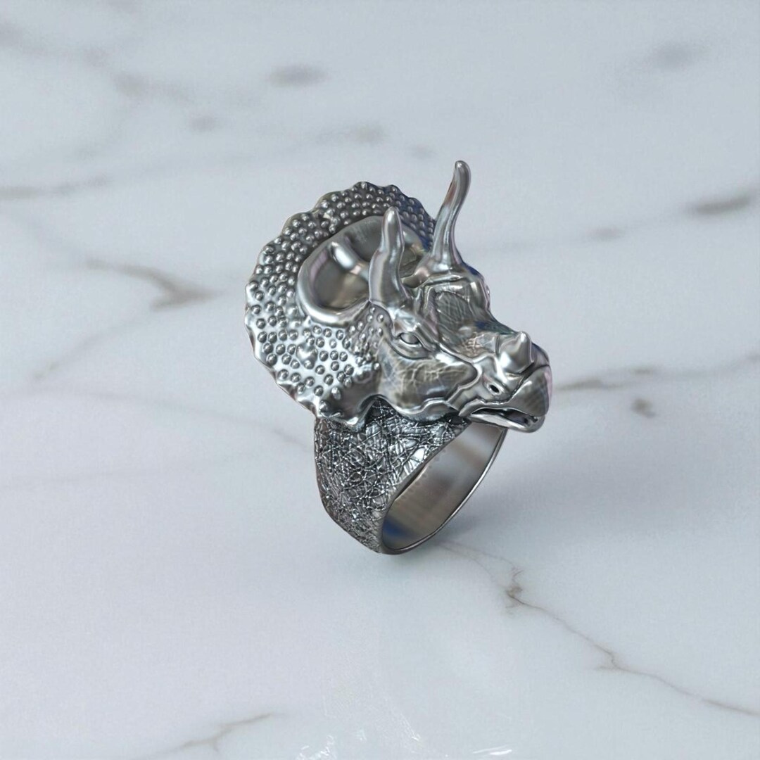 Sterling Silver Triceratops Ring – Handmade Dinosaur Fossil Jewelry - Etsy
