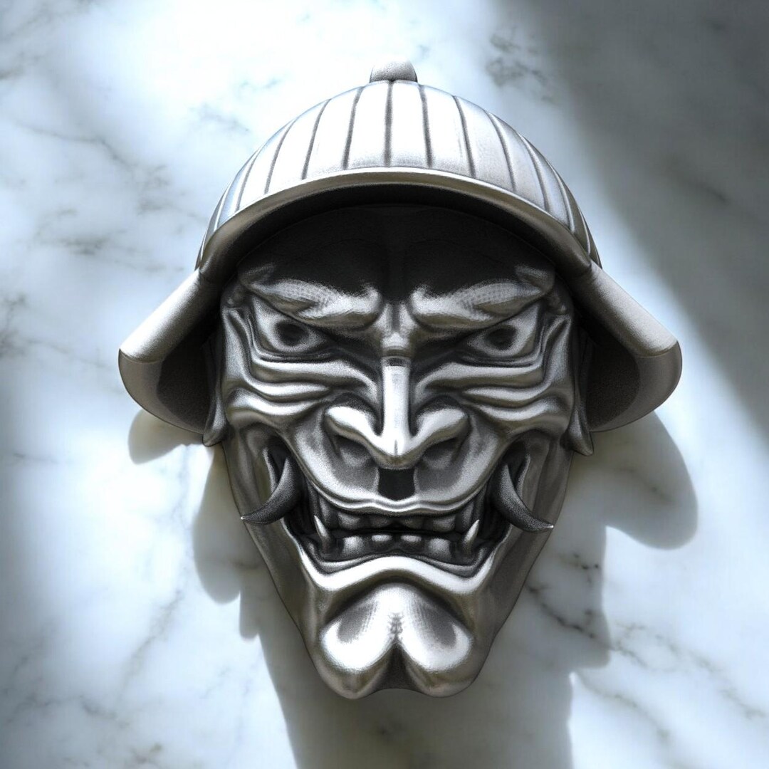 Oni Hannya Mask Silver Ring, Samurai Mask Ring, 925 Silver Warrior Ring ...