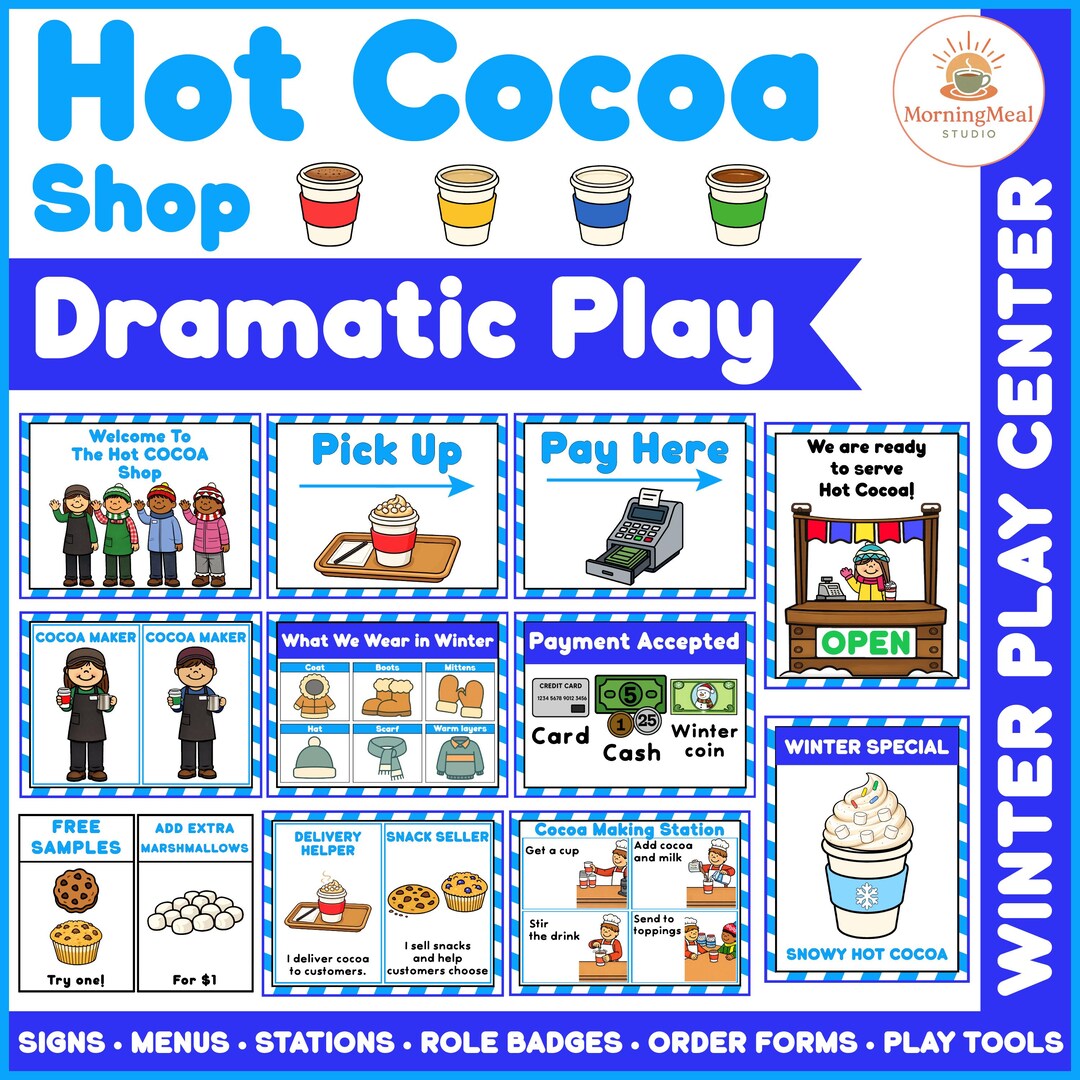 Hot Cocoa Shop Dramatic Play Center | Winter Pretend Play (printable ...