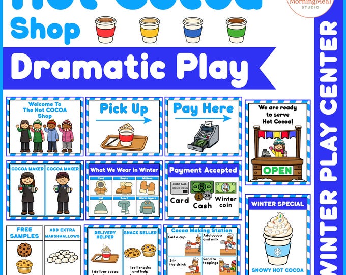 Hot Cocoa Shop Dramatic Play Center | Winter Pretend Play (printable ...