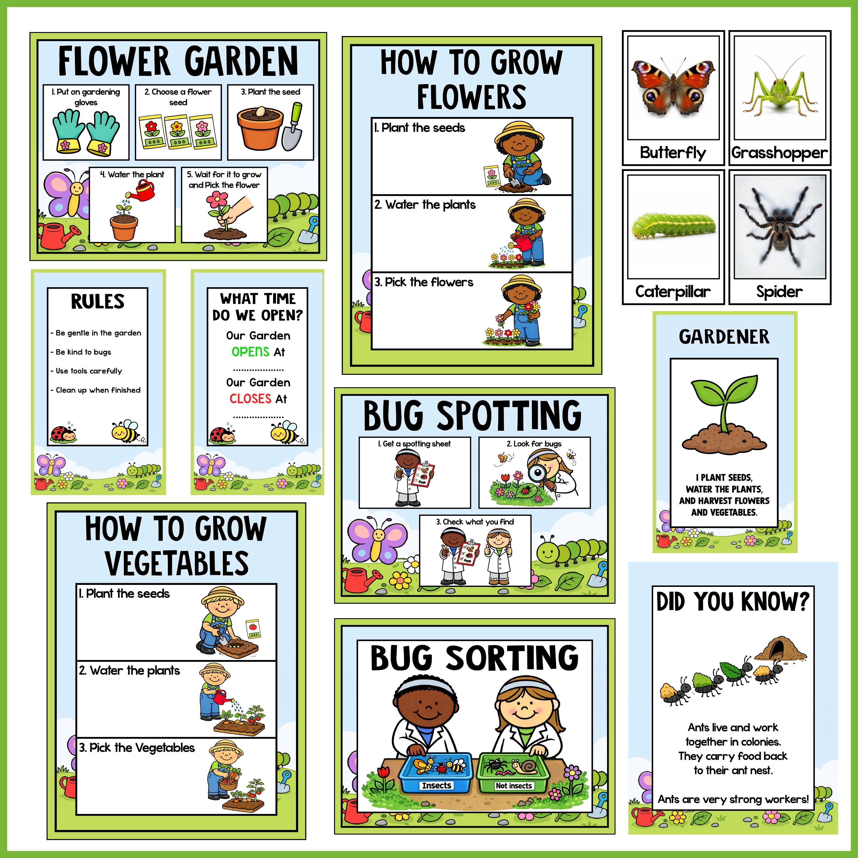 Garden Bugs Dramatic Play Center | Spring Insect Pretend Play Stations ...