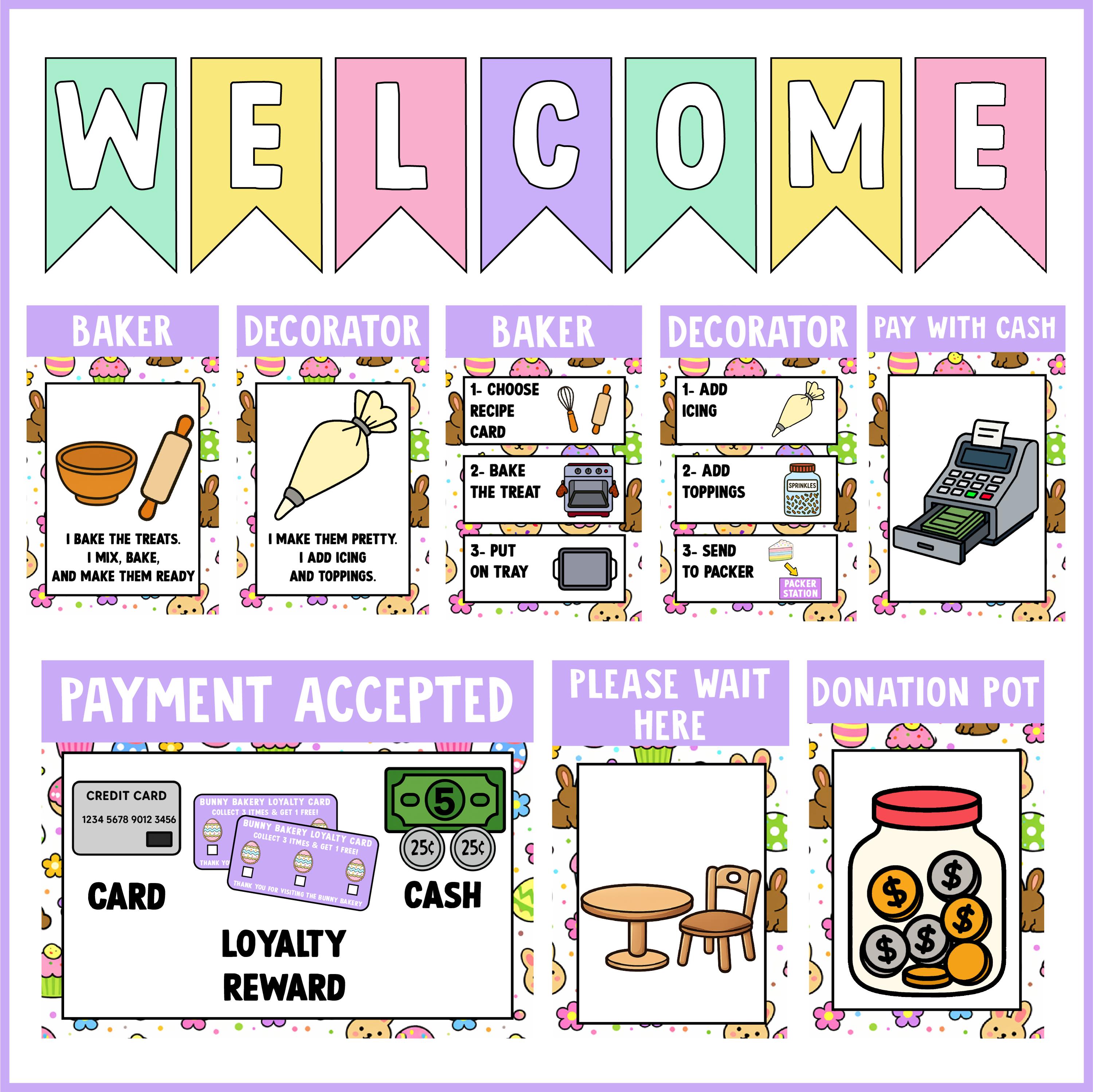 Easter Bunny Bakery, Café & Sweet Shop Dramatic Play, Spring Pretend ...