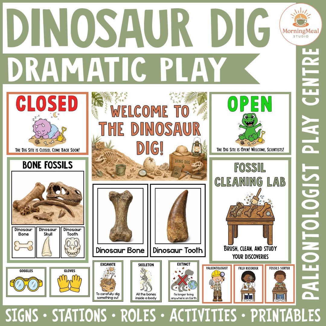 Dinosaur Dig Dramatic Play Center Paleontologist Pretend Play Science ...