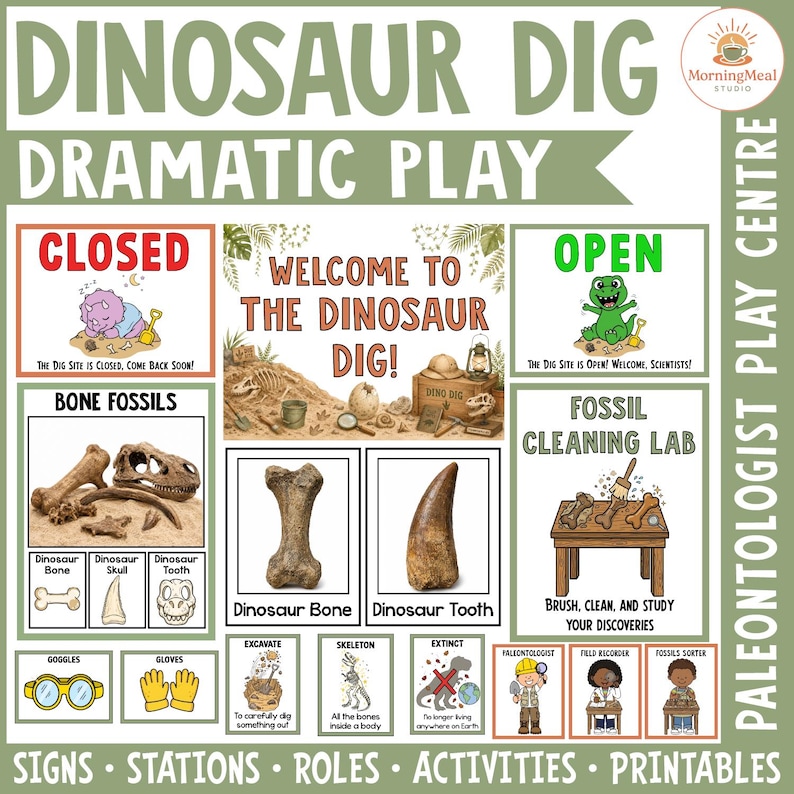Dinosaur Dig Dramatic Play Center Paleontologist Pretend Play Science ...