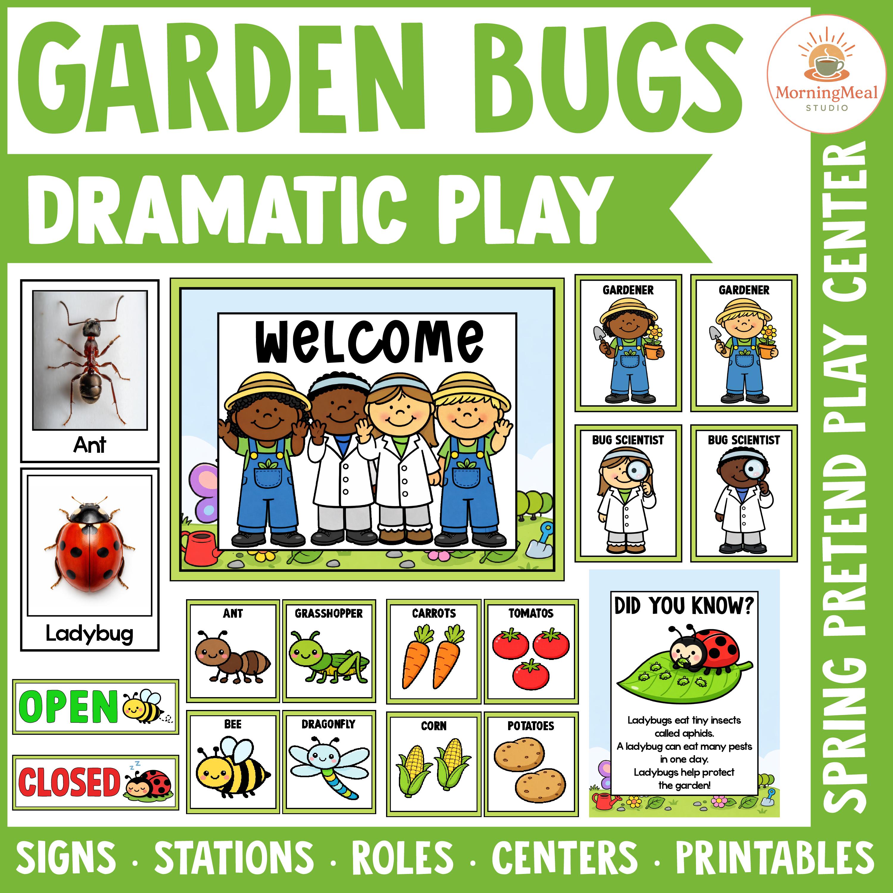 Garden Bugs Dramatic Play Center | Spring Insect Pretend Play Stations ...