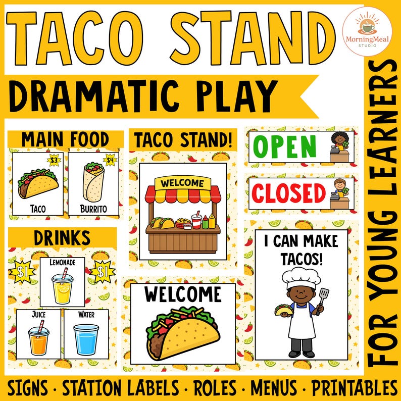 Taco Stand Dramatic Play Restaurant Pretend Play | Preschool Prek ...
