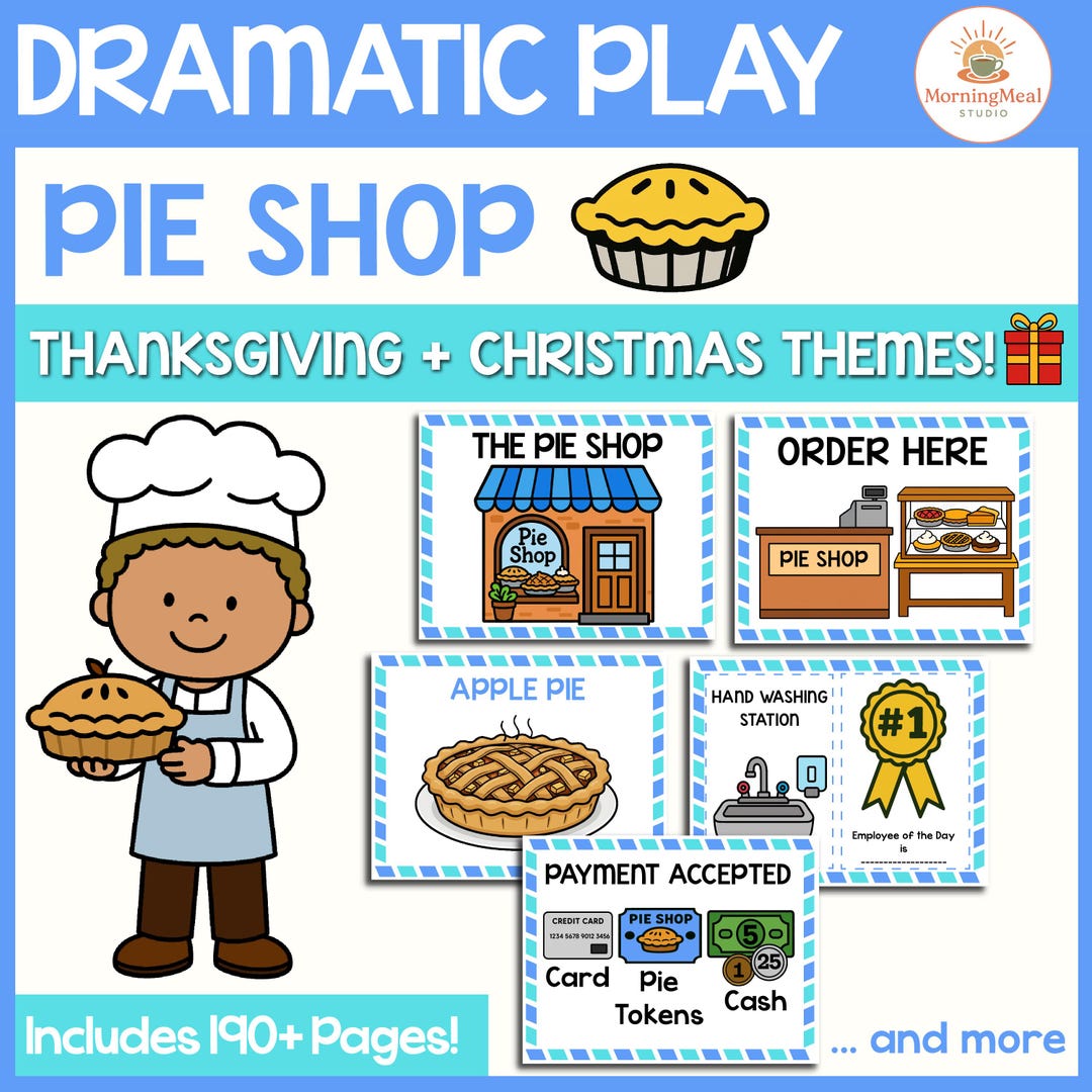 Pie Shop Dramatic Play Center - Bakery Pretend Play - Thanksgiving ...