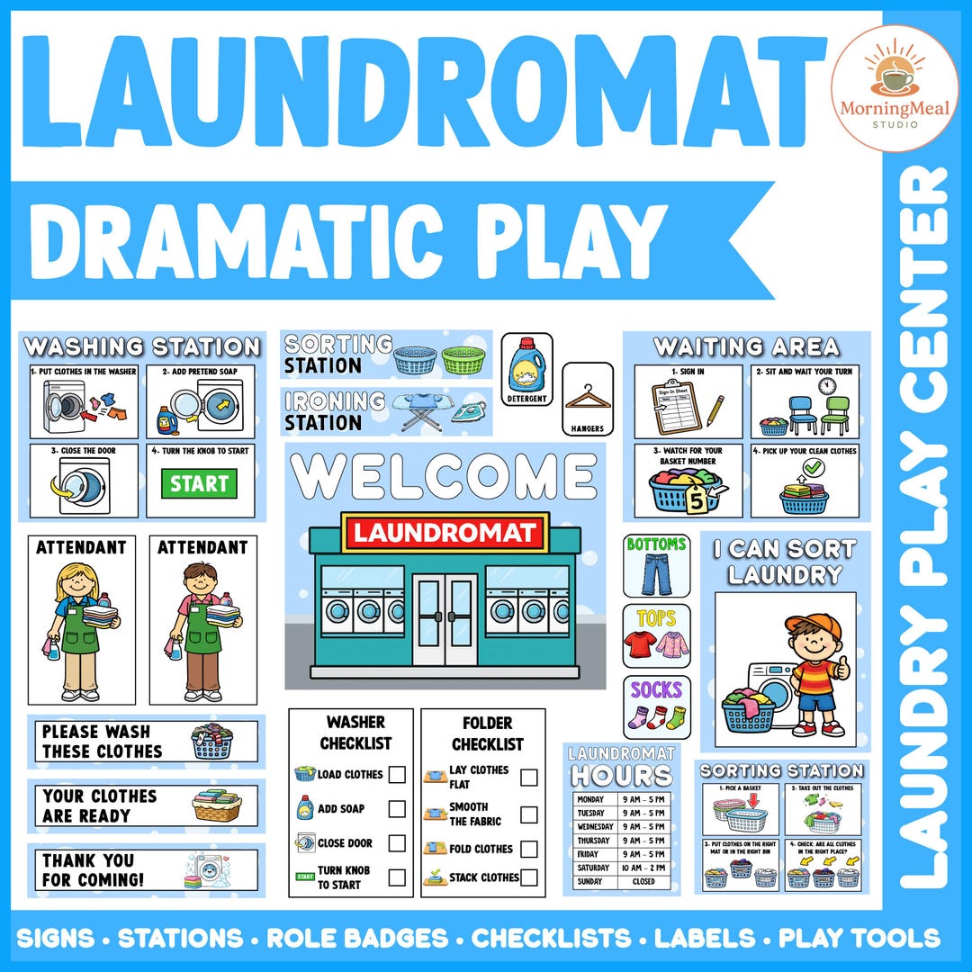 Laundromat Dramatic Play Center | Laundry Room Pretend Play | Clothing ...