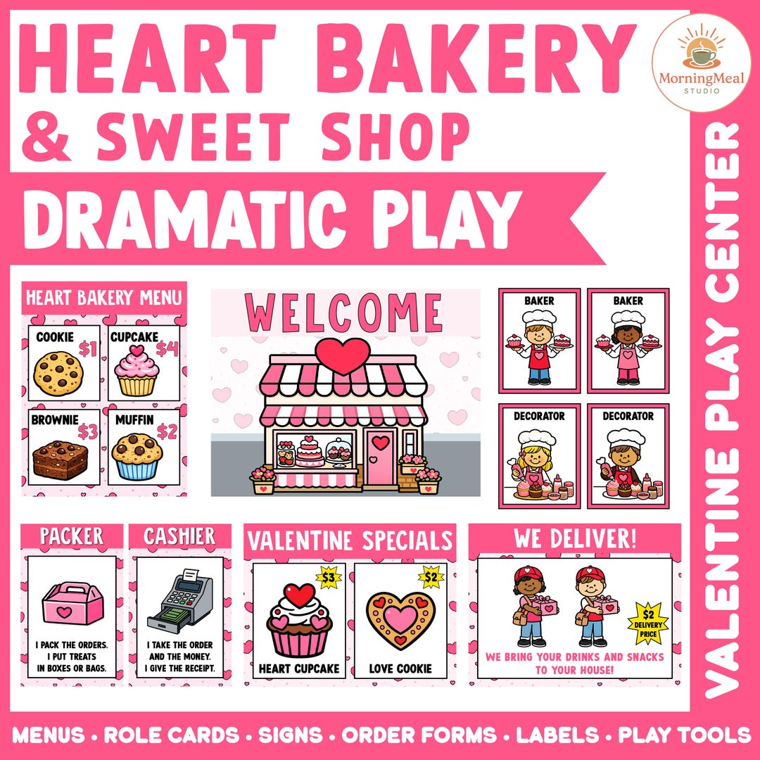 Valentine's Day Dramatic Play Bakery & Sweet Shop | Pretend Play Center ...