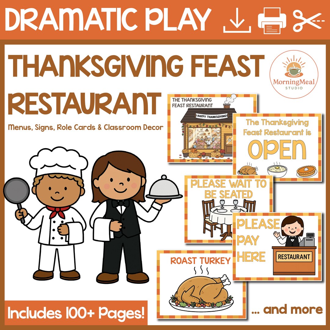 November Thanksgiving Feast Restaurant Dramatic Play | Math & Literacy ...