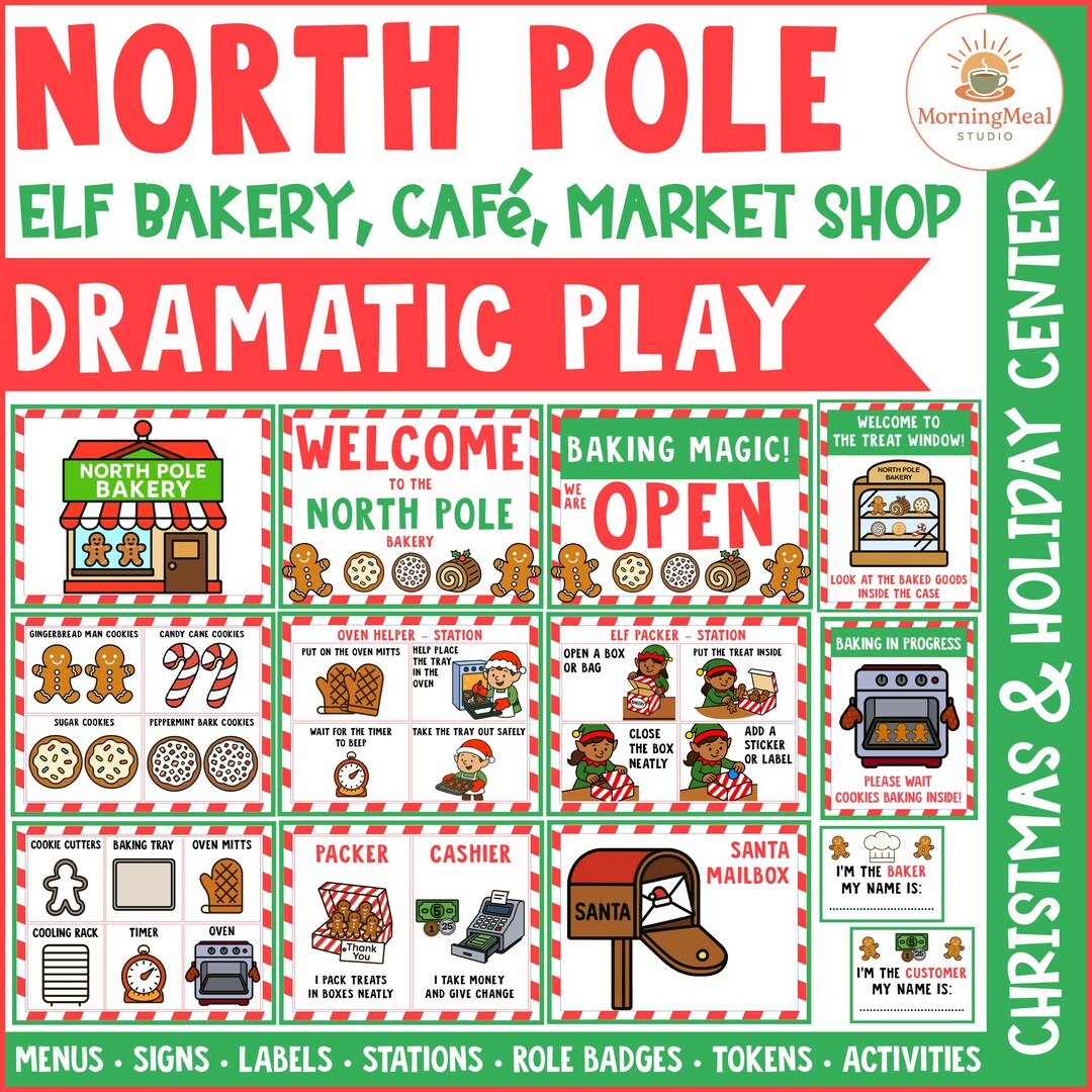 North Pole Dramatic Play, Gingerbread Bakery, Elf Café & Market Shop - Etsy