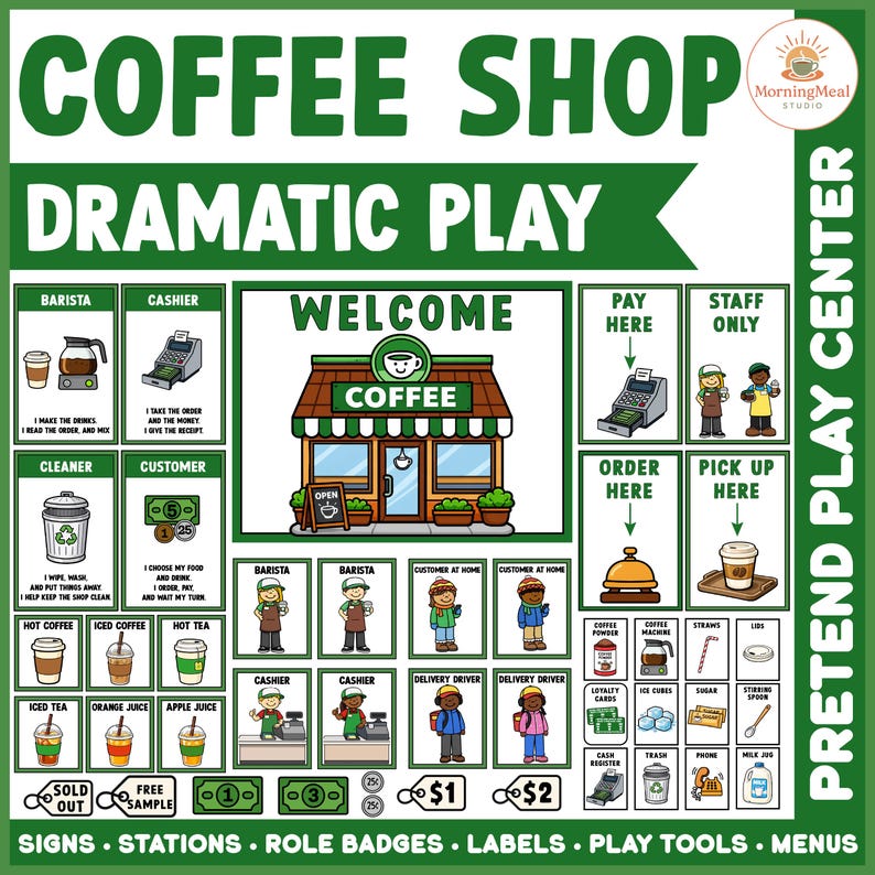 Coffee Shop Dramatic Play Center | Preschool & Kindergarten Pretend ...