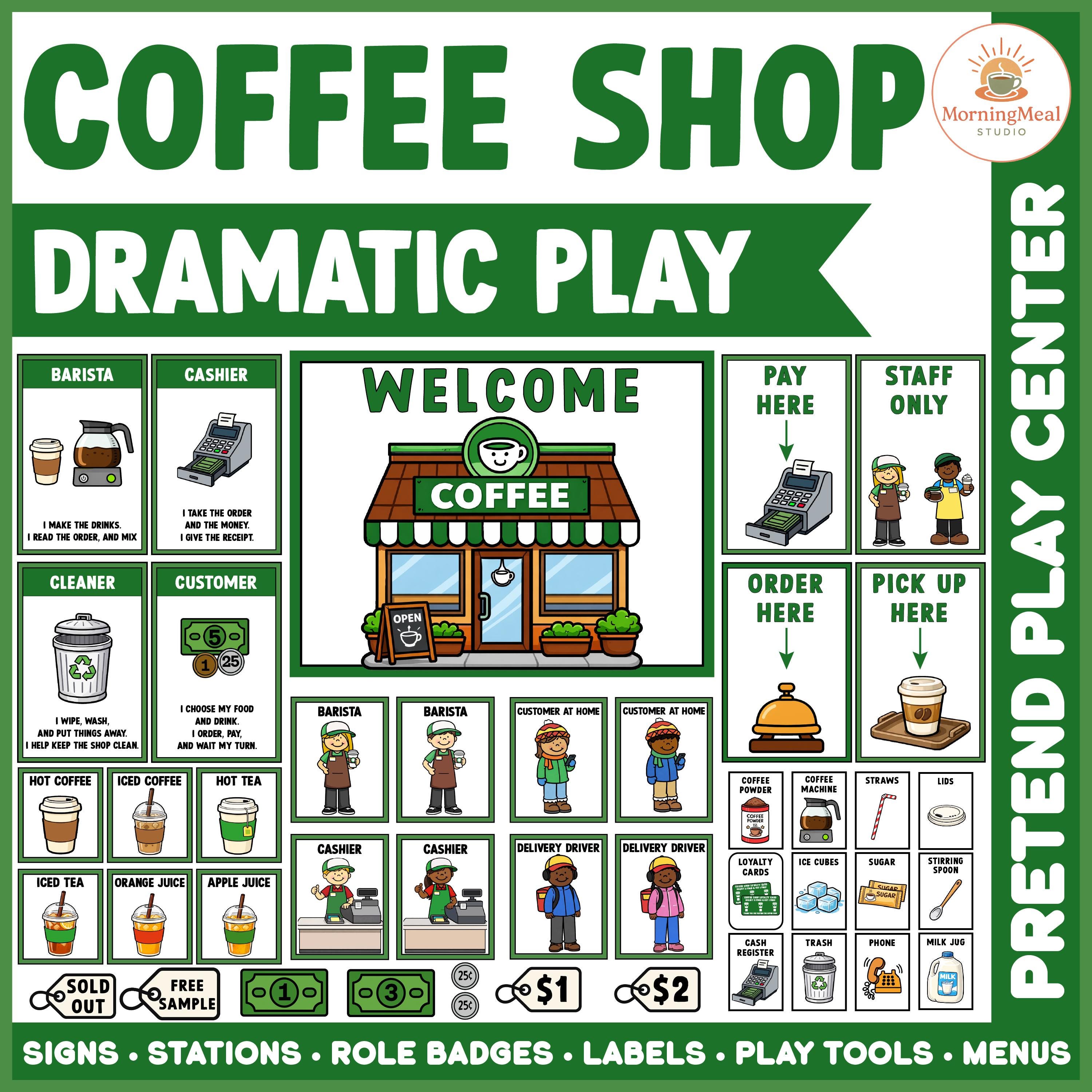 Coffee Shop Dramatic Play Center | Preschool & Kindergarten Pretend ...