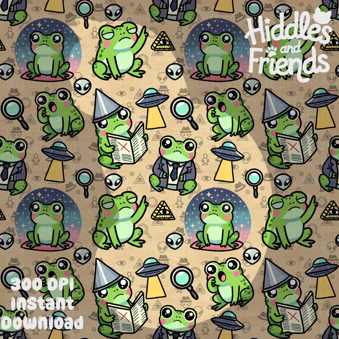 Conspiracy Frog Seamless Pattern – Alien Doodles & UFO Frogs Cute ...