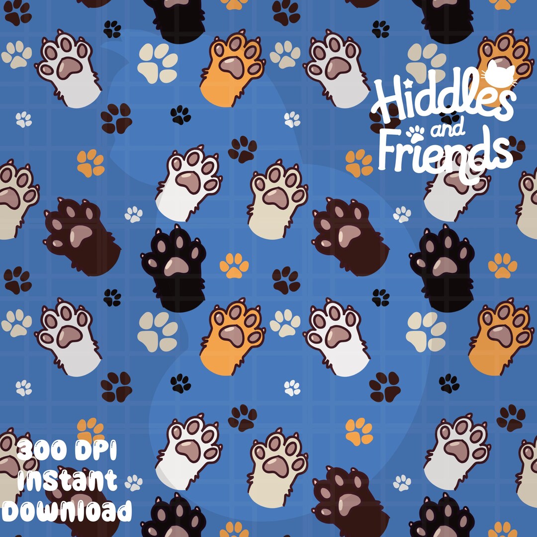 Cute Cat Paws Seamless Pattern - Digital Download for Crafts & Fabric ...