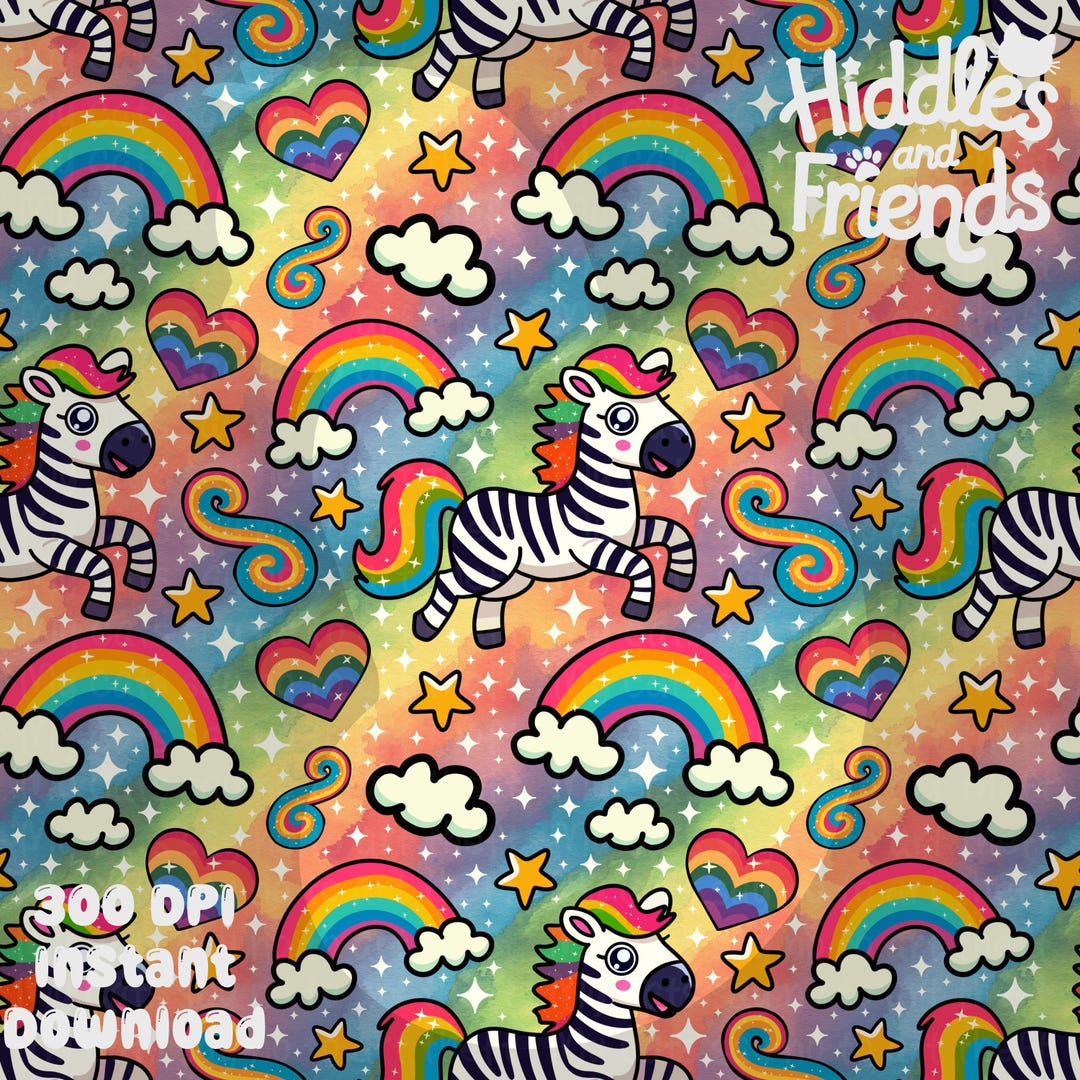 Rainbow Zebra Seamless Pattern - Chronic Illness Digital Design 300 DPI ...