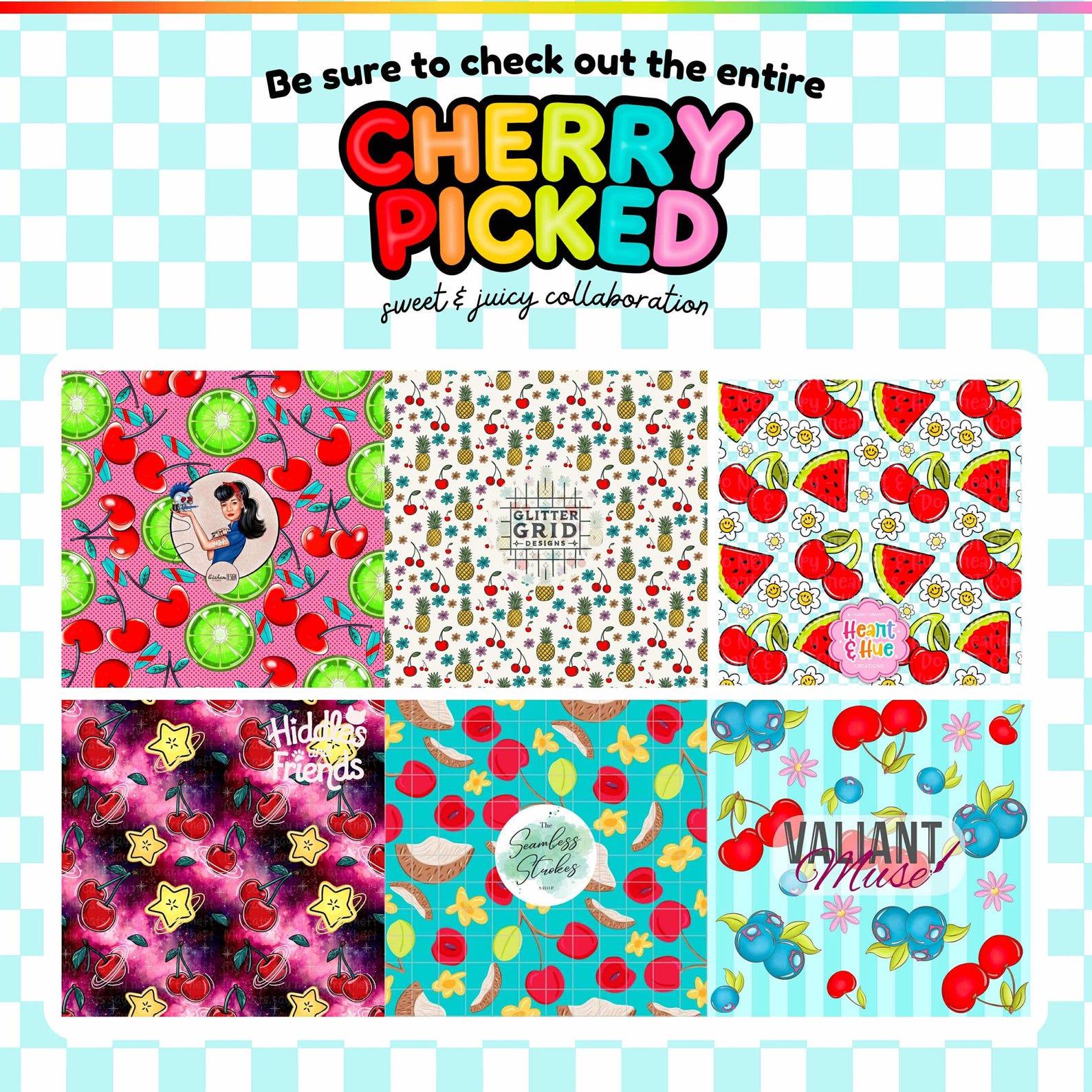 Galaxy Cherries & Starfruit Seamless Pattern | Cosmic Fruit Digital ...