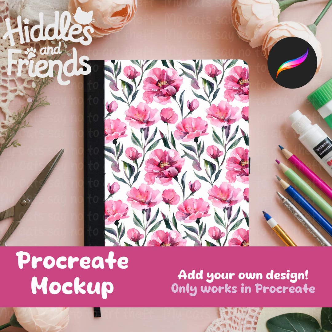 Editable Procreate Composition Notebook Mockup for Patterns and Design ...
