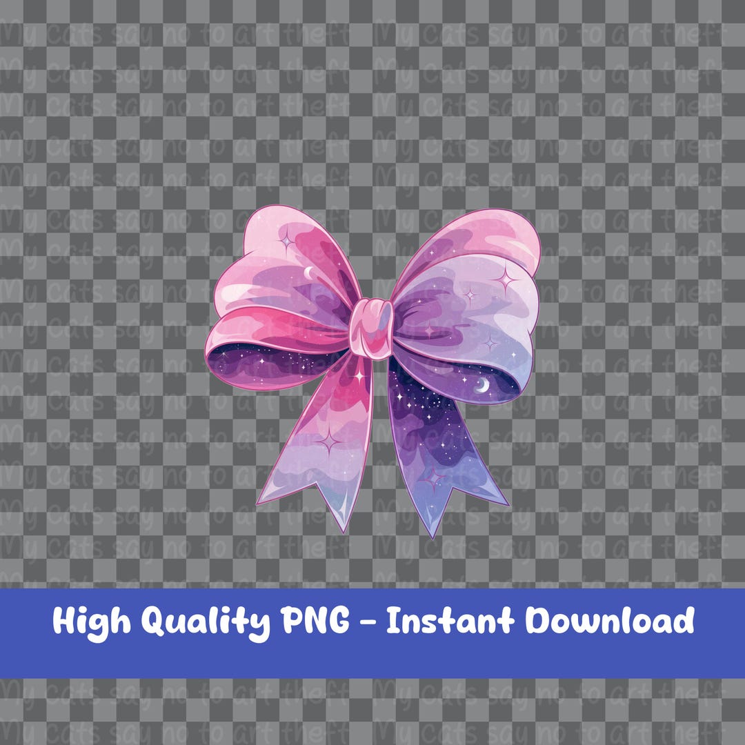 Coquette Celestial Bow Clipart | Pastel Sparkly Ribbon | High-quality ...