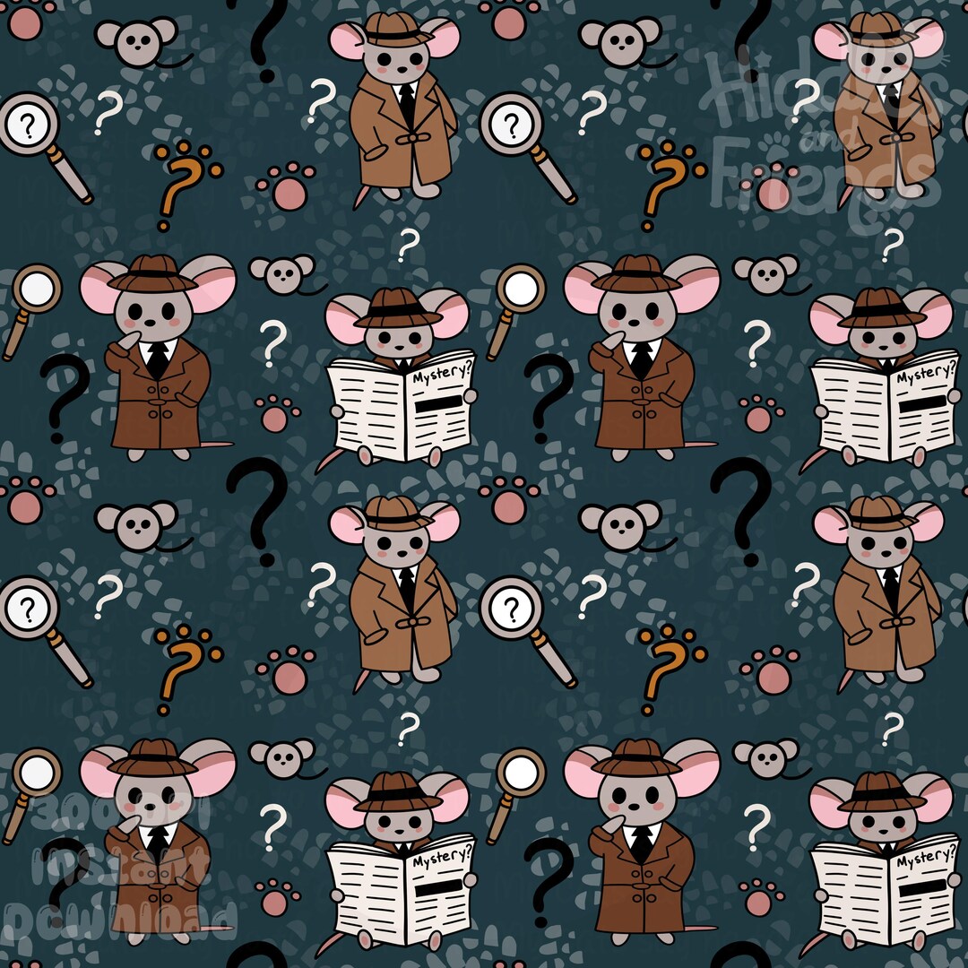 Detective Mice Noir Seamless Pattern – Blue Mystery Digital Paper 300 ...