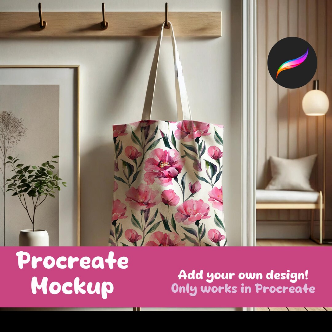 Tote Bag Mockup | Editable Procreate Tote Bag Mockup for Patterns and Design Showcase | Digital ...