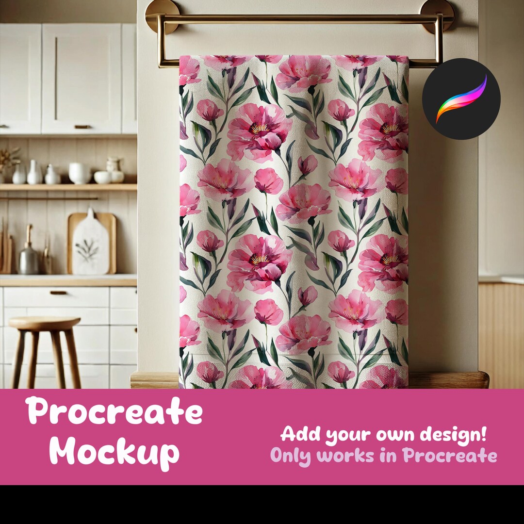 Editable Procreate Tea Towel Mockup for Patterns and Design Showcase ...