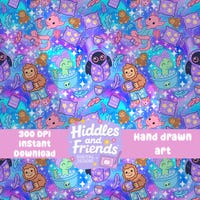 Forest Starry Night Pattern Seamless Digital Papers - Printable ...