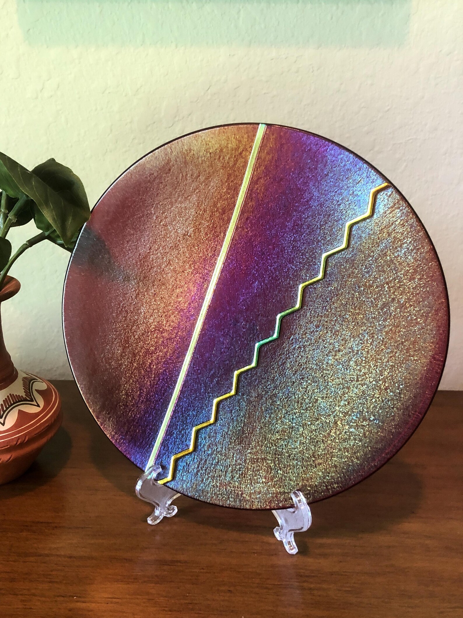 Desert Lightening Art Glass Platter in Southwest Colors - Etsy