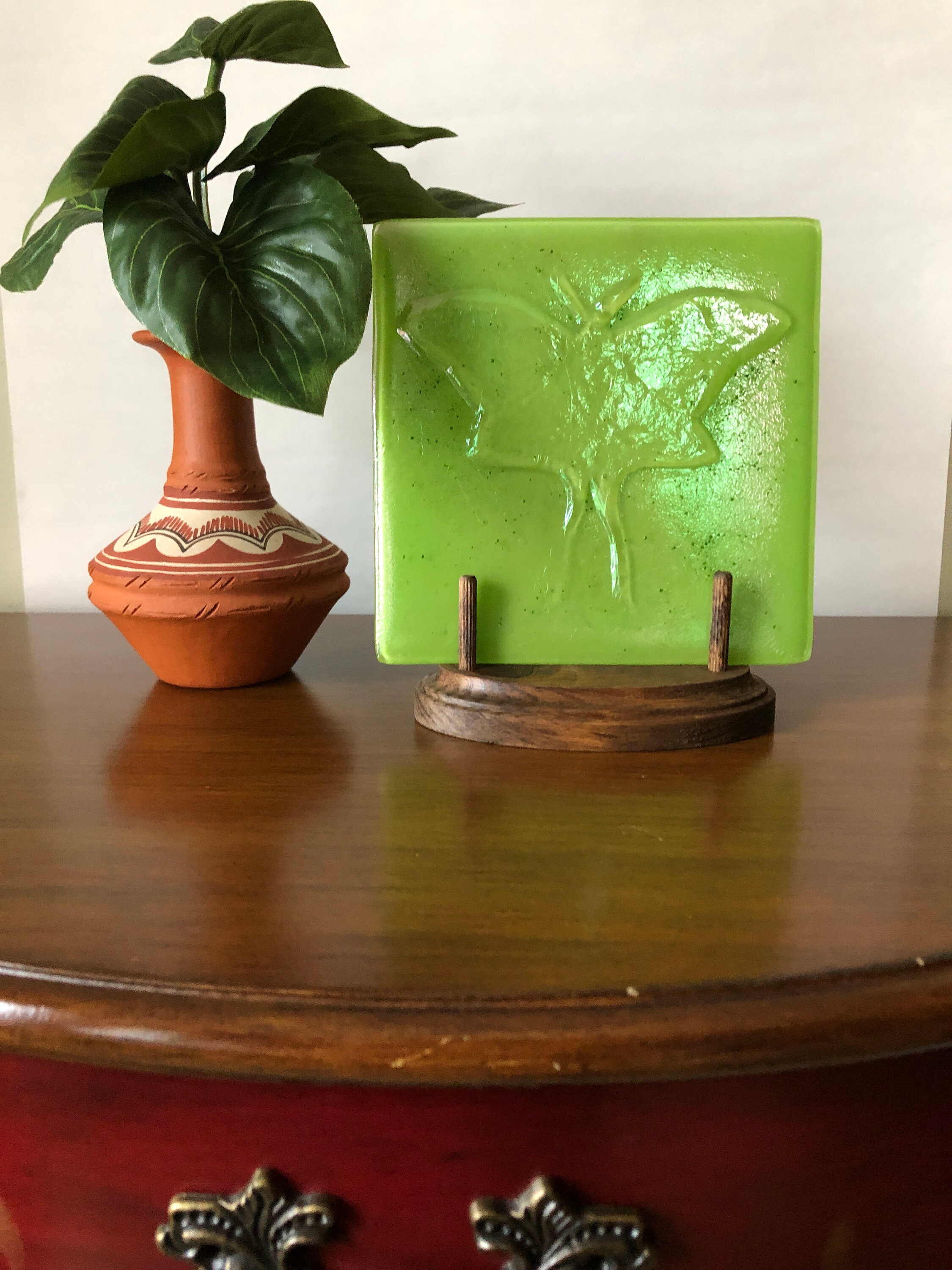 Luna Moth Art Tile Hand Crafted Glass Low Relief for Home Decor - Etsy