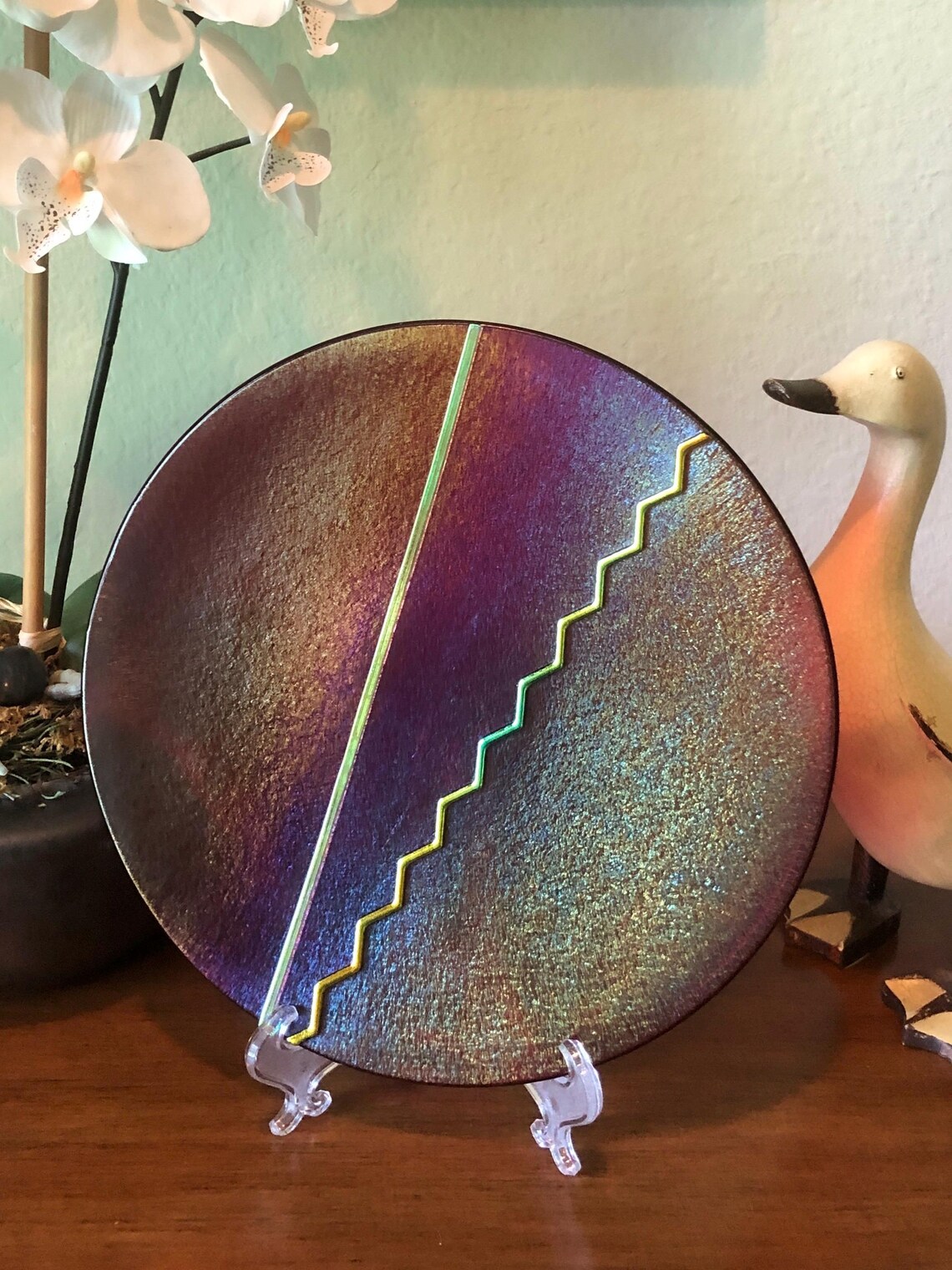 Desert Lightening Art Glass Platter in Southwest Colors - Etsy