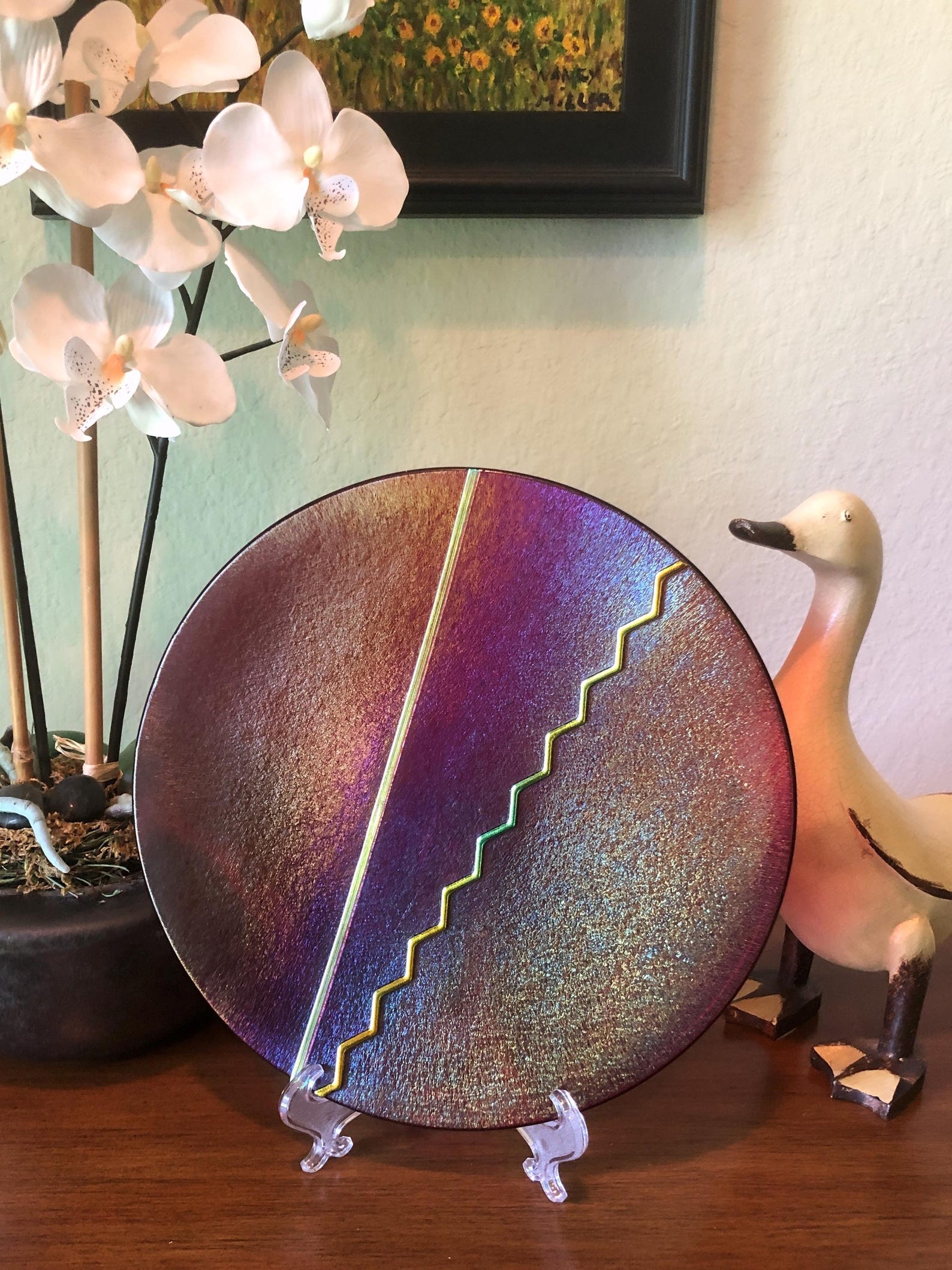 Desert Lightening Art Glass Platter in Southwest Colors - Etsy