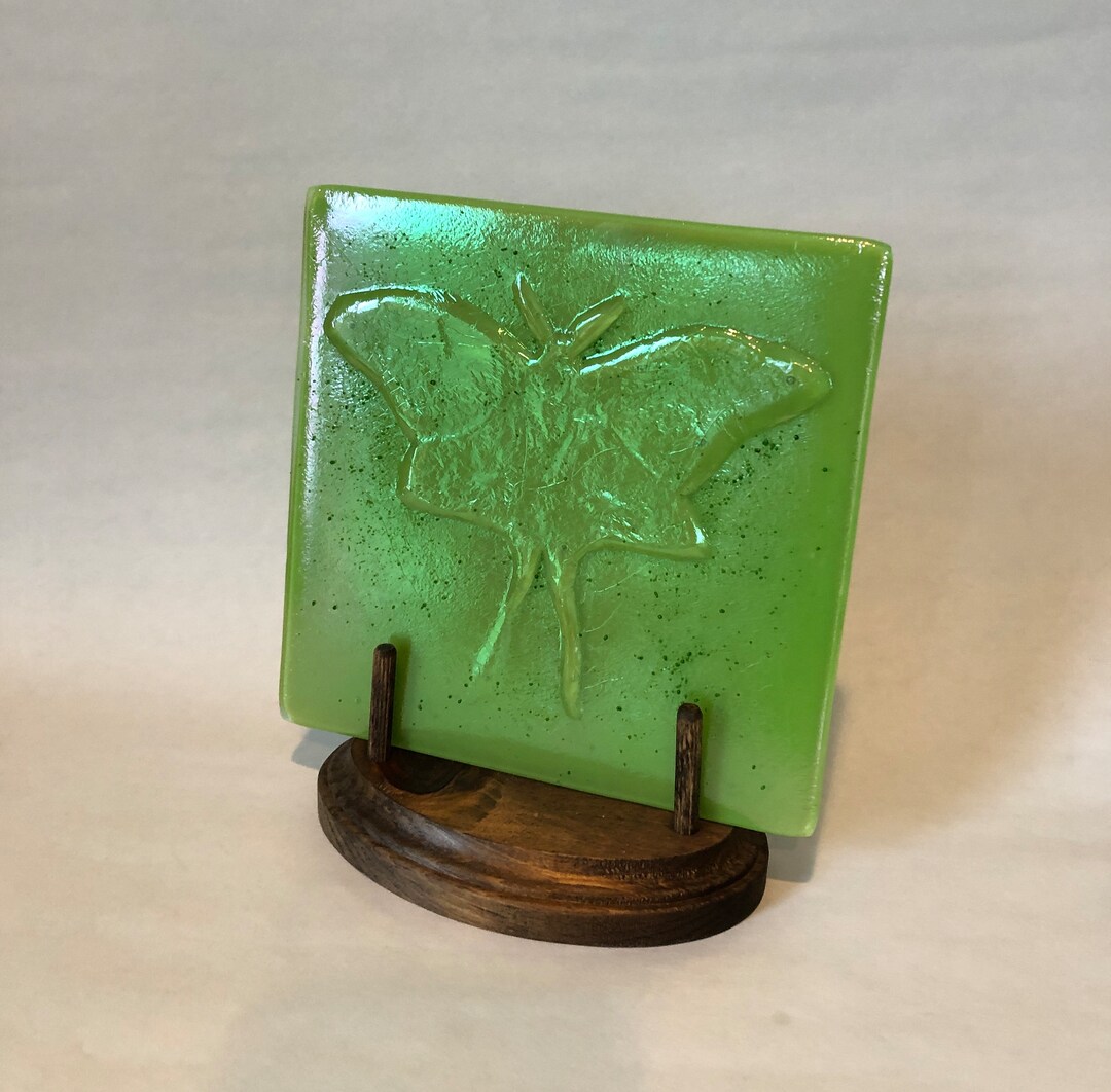 Luna Moth Art Tile Hand Crafted Glass Low Relief for Home Decor - Etsy