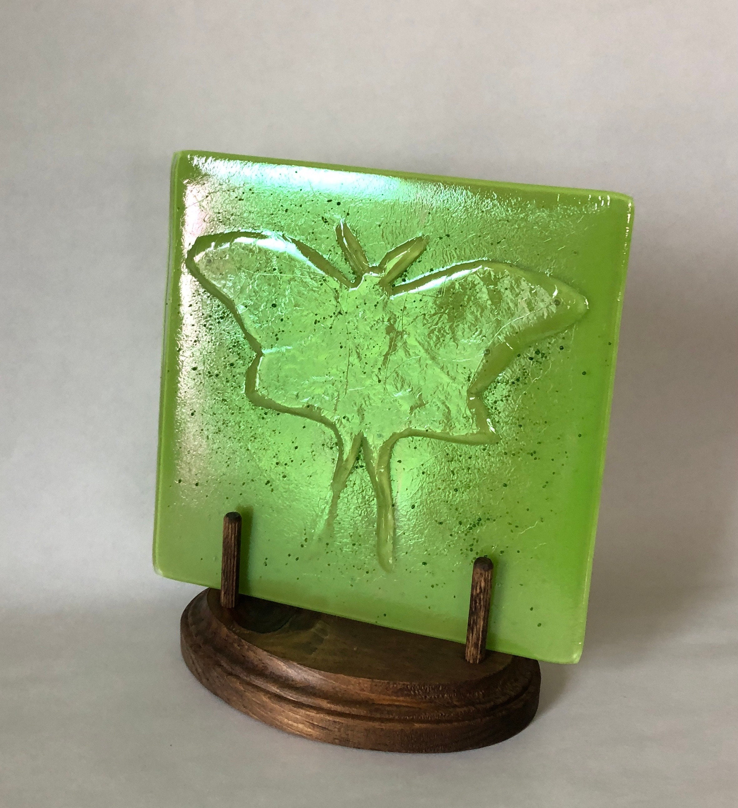 Luna Moth Art Tile Hand Crafted Glass Low Relief for Home Decor - Etsy