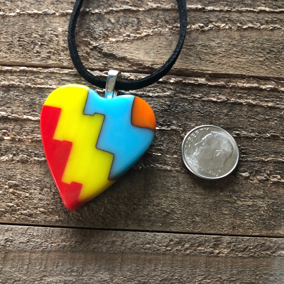 Cowgirl Valentine Western Style Heart Necklace in Southwest Colors - Etsy