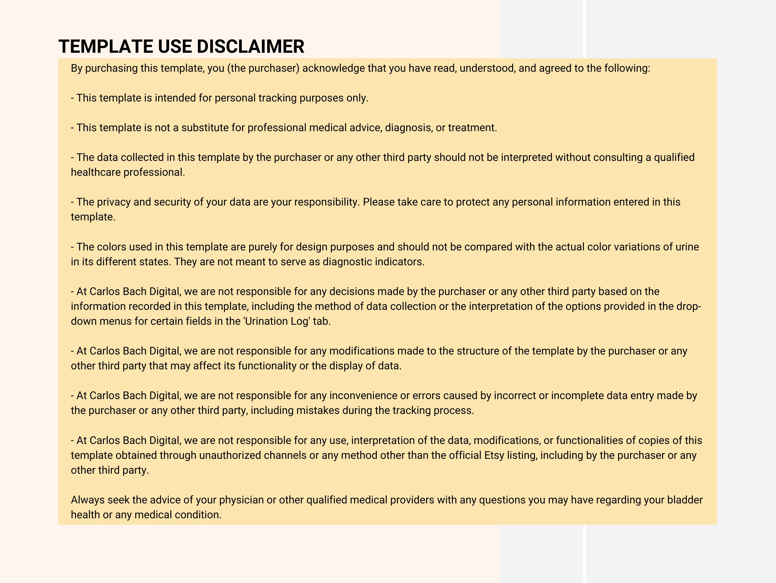 Bladder Diary Google Sheets Template – Track Urination, Frequency ...