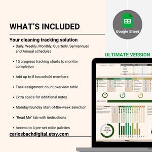 Custom Cleaning Schedule Template | Google Sheets Cleaning Checklist ...