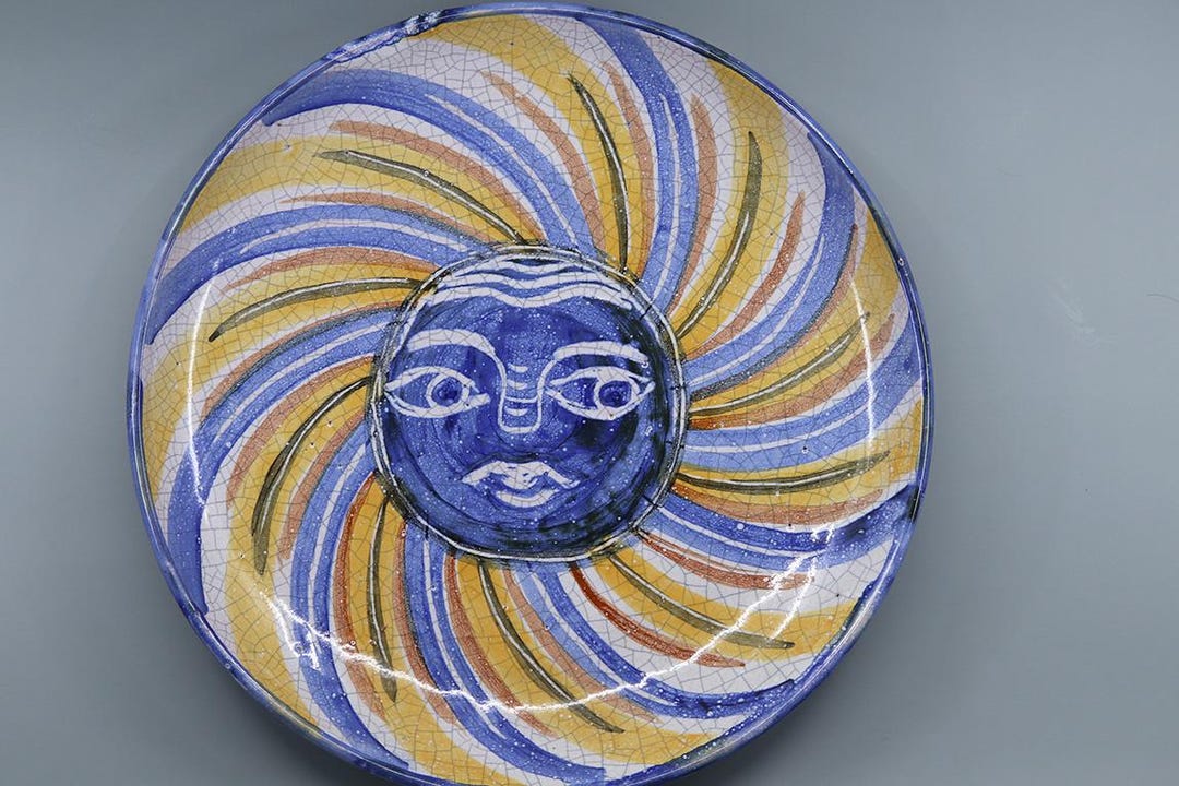 Vintage Hand-painted Sun Face Wall Plate - Etsy