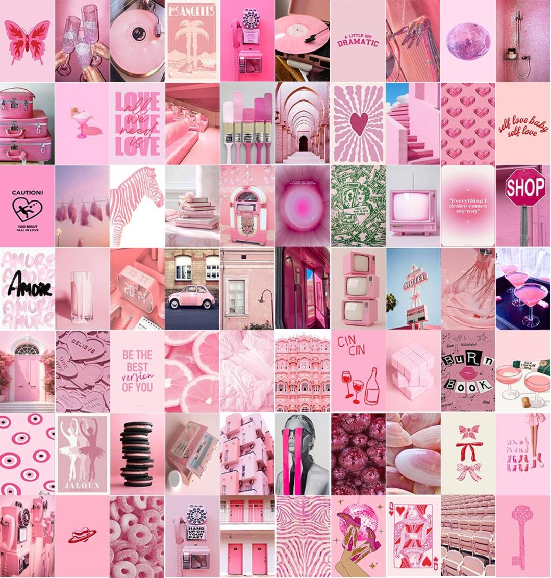 70 Pcs,blush Pink Collage Kit, Soft Pink Aesthetic Collage, Pink ...