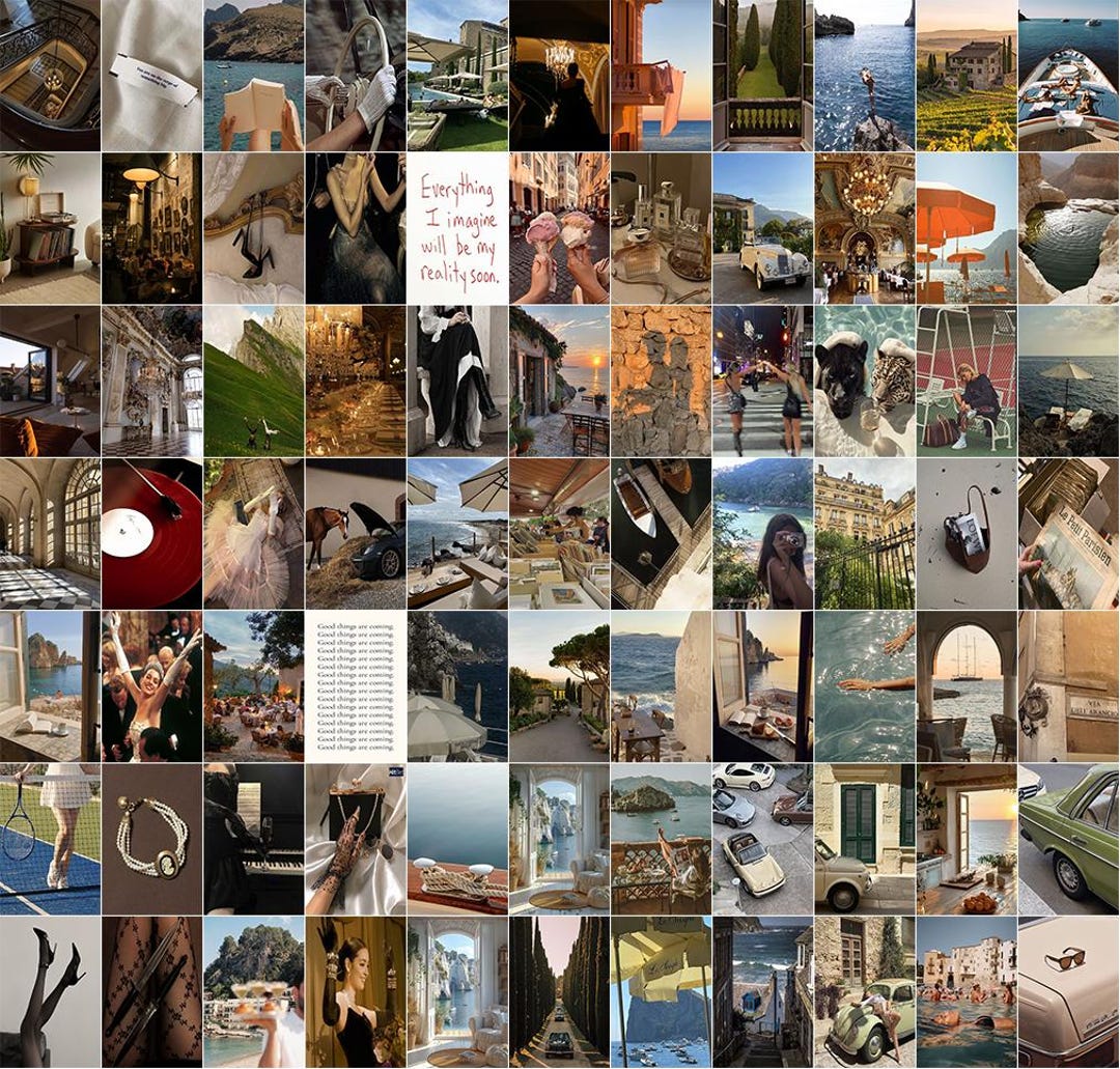 100 PCS | Old Money Aesthetic Photo Collage Kit | Rich Aesthetic Photo ...