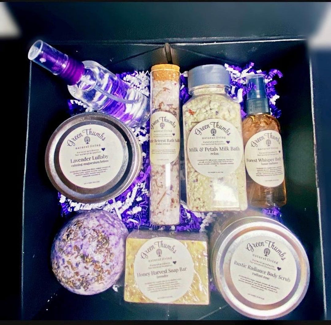 Purple Lavender Spa Set Made With All Natural Ingredients Includes Bath ...