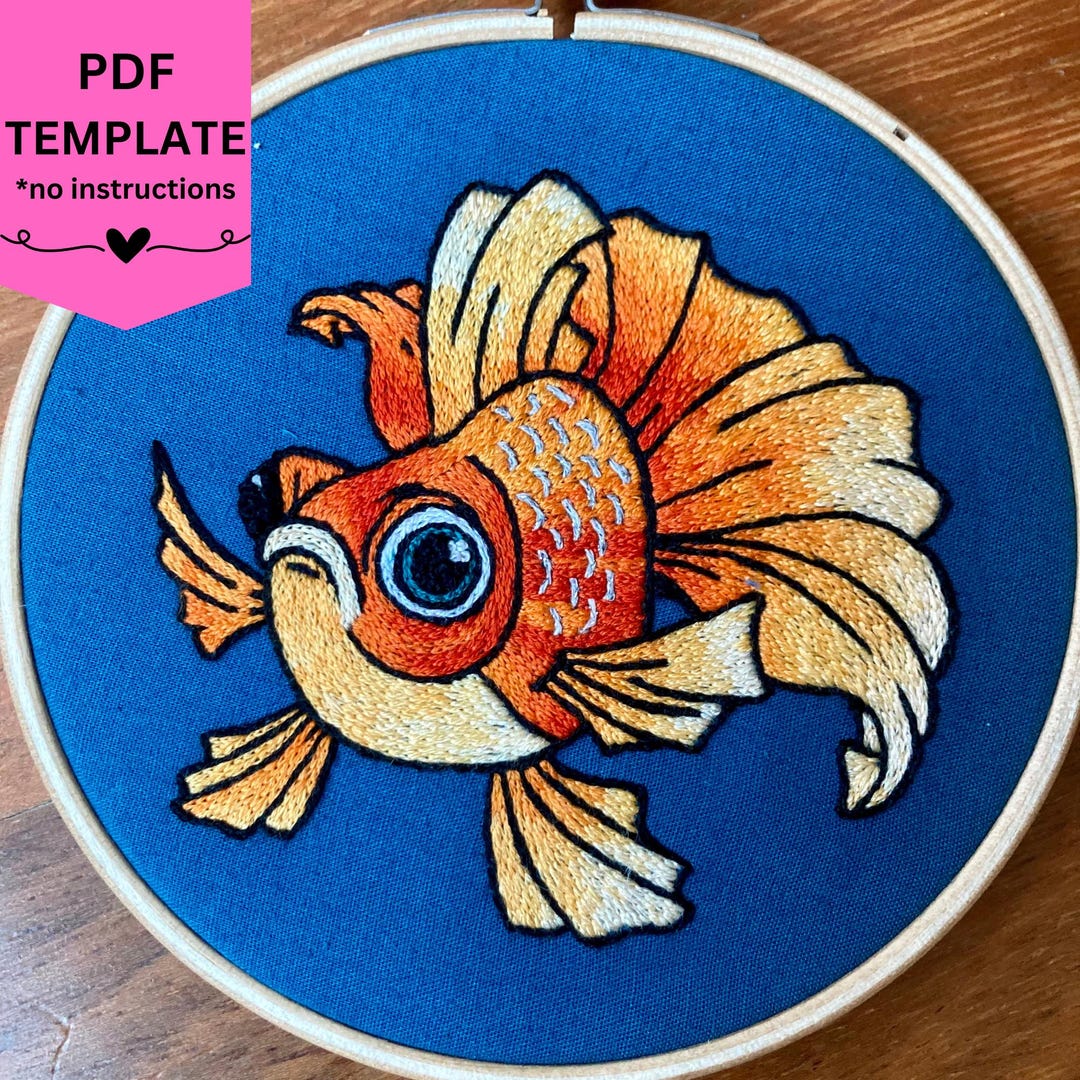 Hand Embroidery Fancy Goldfish, Underwater Fish, PDF Digital Download ...