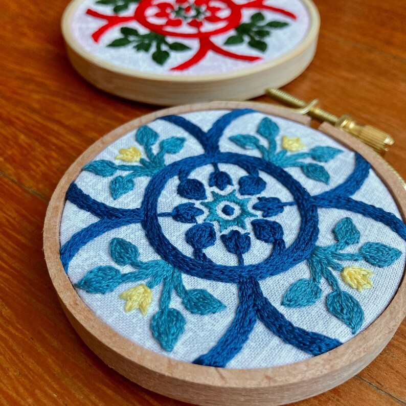 Portugal Tile Hand Embroidery Pattern Bundle: Azulejo Mini Hoop (PDF ...