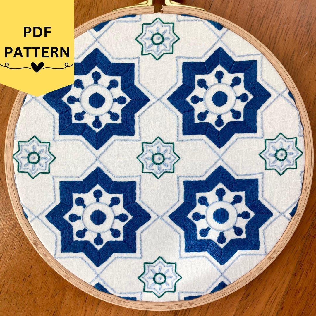 Hand Embroidery Pattern Portuguese Tiles 4 Portugal Azulejos 4 Lisbon ...