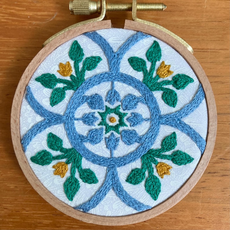 Portugal Tile Hand Embroidery Pattern Bundle: Azulejo Mini Hoop (PDF ...