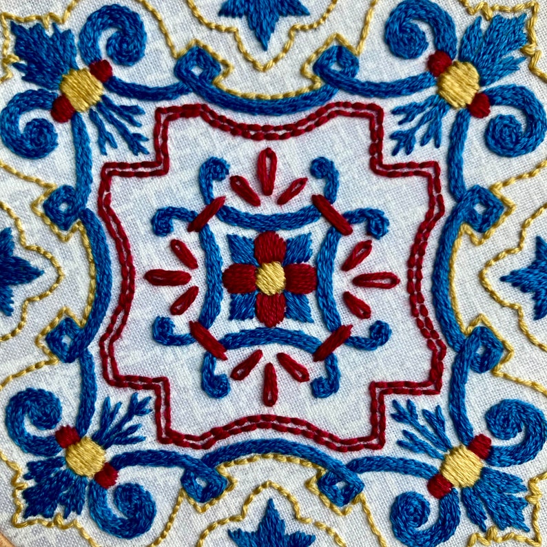 Portuguese Tile Hand Embroidery Pattern: Lisbon Azulejos (PDF Digital ...