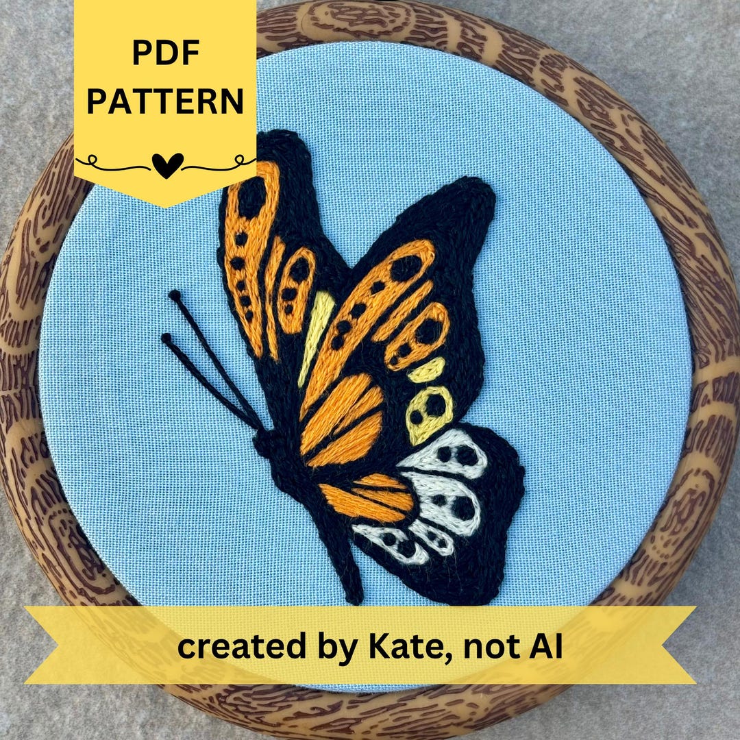 Butterfly Hand Embroidery Pattern: Mini Hoop / Embellishment (PDF ...