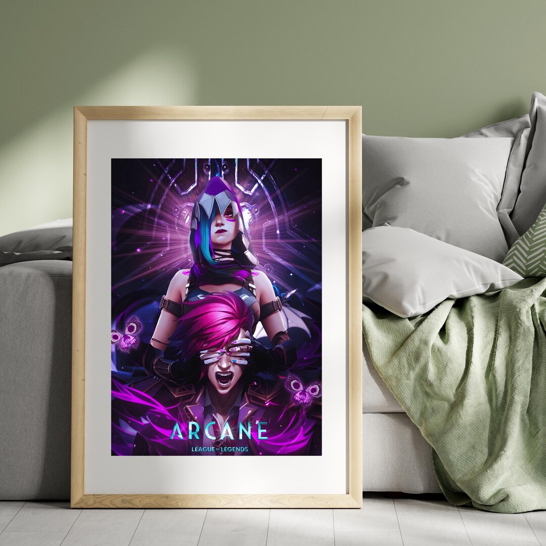 Arcane League of Legends Art Print Vibrant Vi and Mysterious Jinx Fan ...