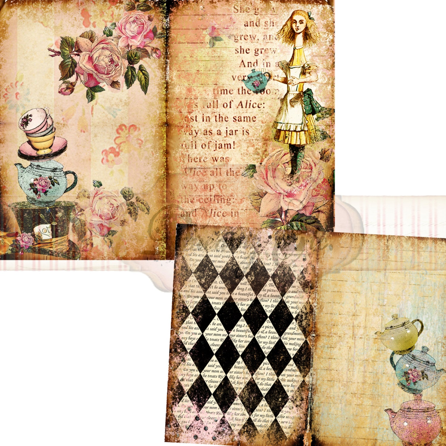 Digital Paper Digital Journal Kit tea Time Kit | Etsy